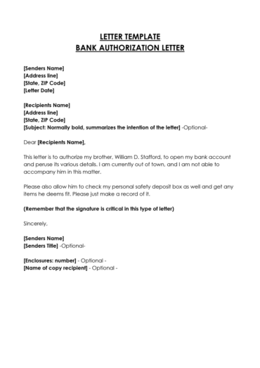 Bank Authorization Letter Samples | How to Write