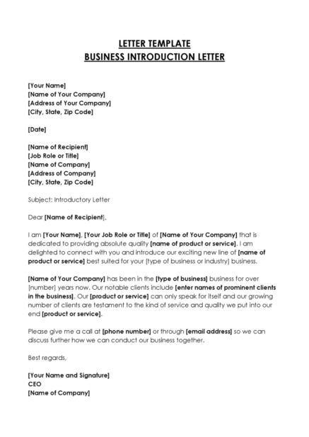 Business Introduction Letter Format (30 Best Examples)