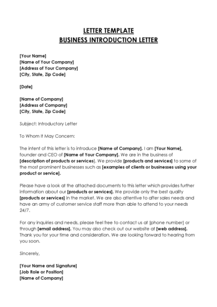 Business Introduction Letter Format (30 Best Examples)