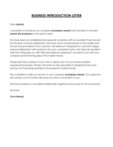 Business Introduction Letter Format (30 Best Examples)