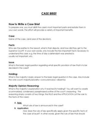 22 Case Brief Templates - Format - Examples