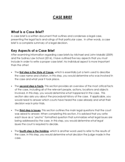 22 Case Brief Templates - Format - Examples