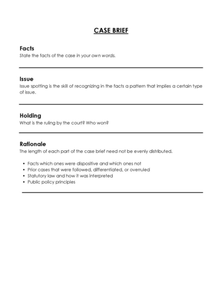 22 Case Brief Templates - Format - Examples