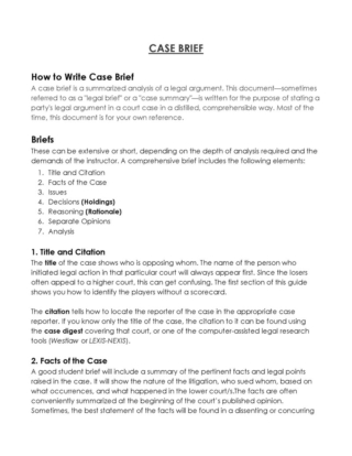 22 Case Brief Templates - Format - Examples
