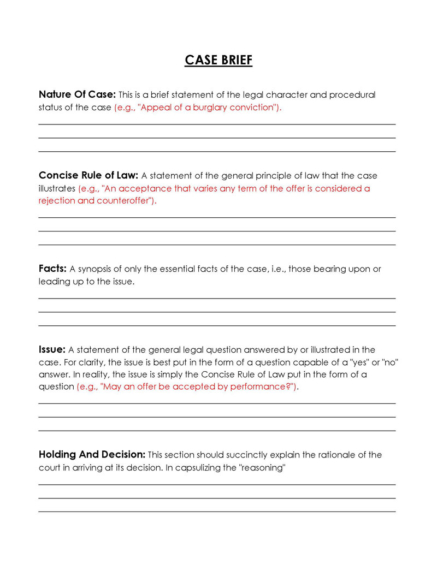 22 Case Brief Templates - Format - Examples