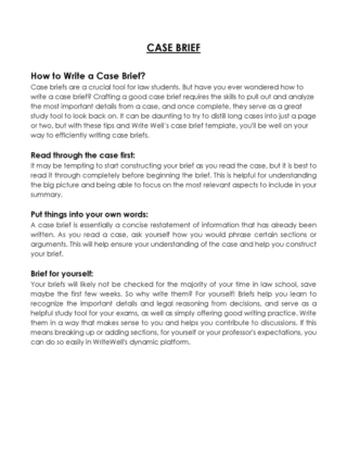 22 Case Brief Templates - Format - Examples