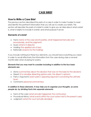 22 Case Brief Templates - Format - Examples