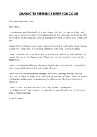 Character Reference Letter for Court (14 Effective Samples)