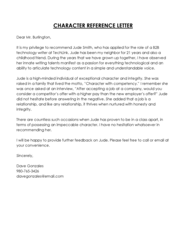 12 Best Character Reference Letter Written for Friend