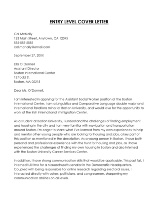Write an Entry-Level Cover Letter (Examples, Format, Tips)