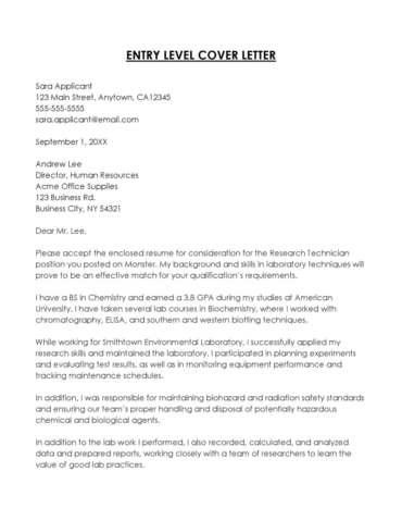 Write an Entry-Level Cover Letter (Examples, Format, Tips)