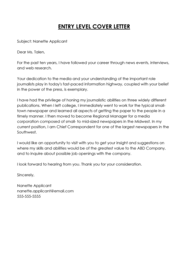 Write an Entry-Level Cover Letter (Examples, Format, Tips)