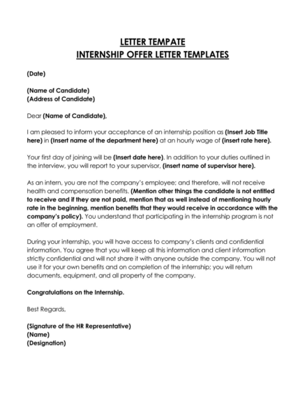 24 Best Internship Offer Letter Examples (Free Templates)