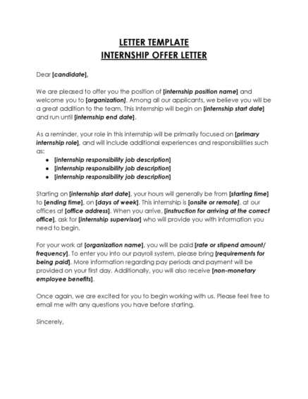 24 Best Internship Offer Letter Examples (Free Templates)