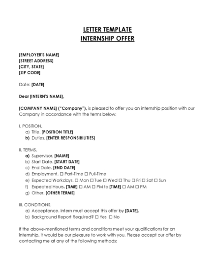 24 Best Internship Offer Letter Examples (Free Templates)