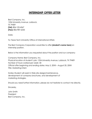 24 Best Internship Offer Letter Examples (Free Templates)