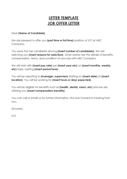Formal Job Offer Letter Examples - Free Templates