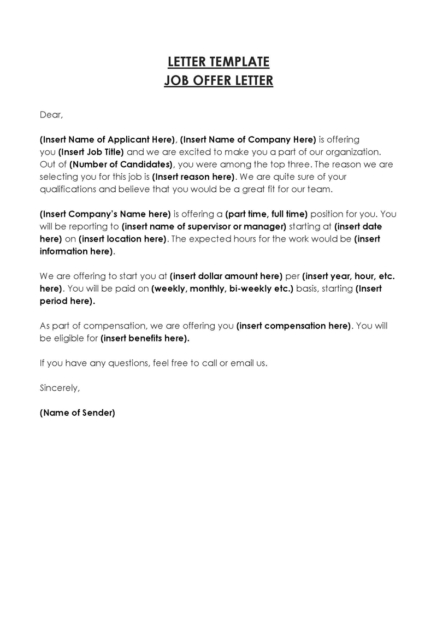 Formal Job Offer Letter Examples - Free Templates