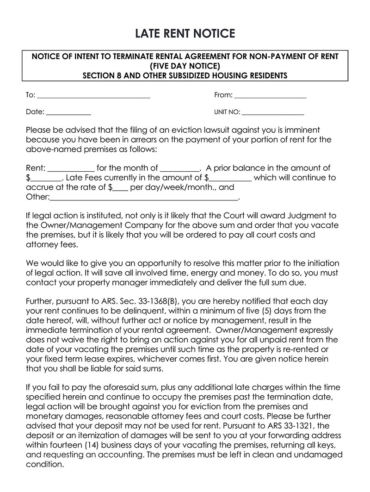 22 Free Late Rent Notice Templates (Polite, Firm)