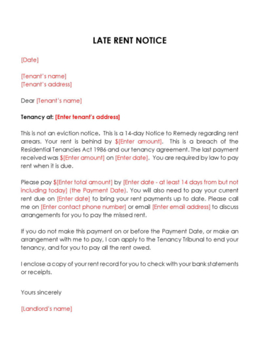 22 Free Late Rent Notice Templates (Polite, Firm)