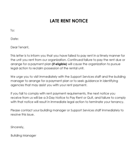 22 Free Late Rent Notice Templates (Polite, Firm)