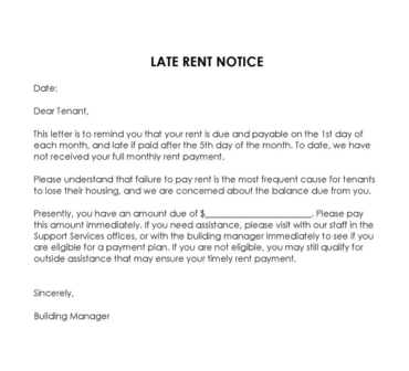 22 Free Late Rent Notice Templates (Polite, Firm)