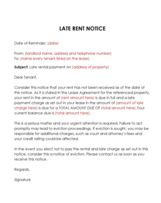 22 Free Late Rent Notice Templates (Polite, Firm)