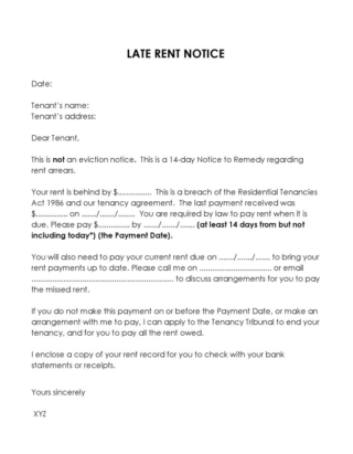 22 Free Late Rent Notice Templates (Polite, Firm)