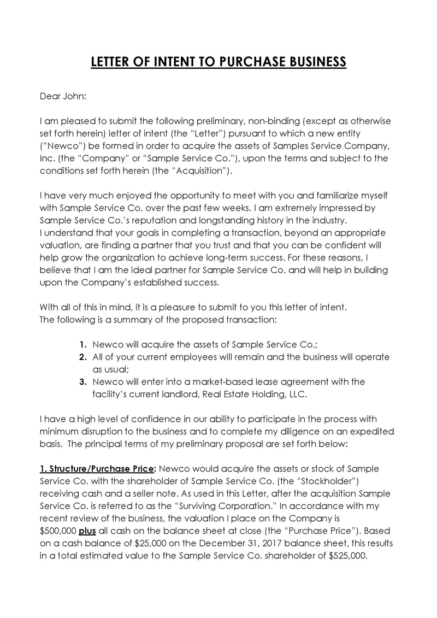 Letter of Intent to Purchase Business (Templates, Guide, Tips)