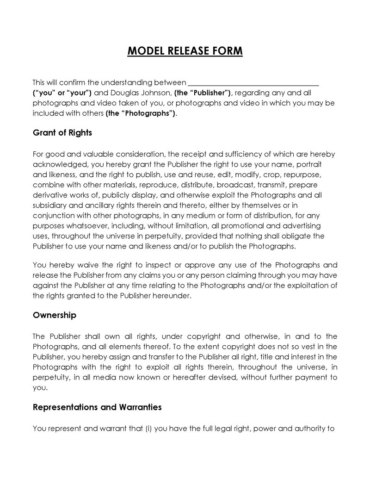 40 Free Model Release (Photo Copyright) Forms | PDF - Word