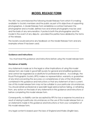 40 Free Model Release (Photo Copyright) Forms | PDF - Word