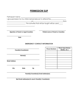 35 Free Permission Slip Templates (Examples) - Word | PDF