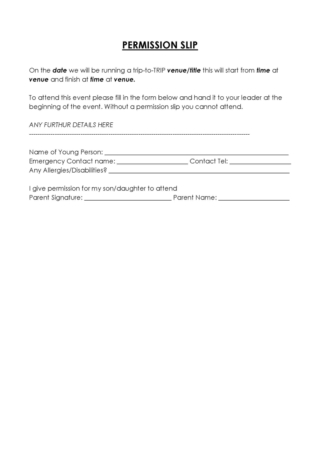 35 Free Permission Slip Templates (Examples) - Word | PDF