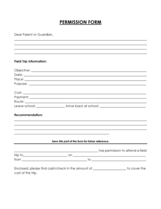 35 Free Permission Slip Templates (Examples) - Word | PDF