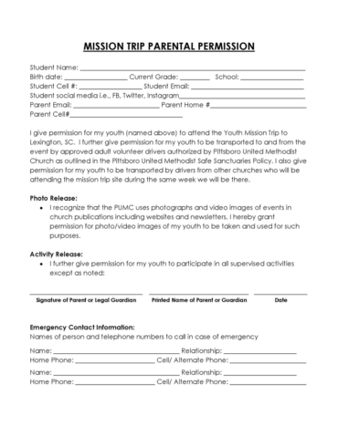 35 Free Permission Slip Templates (Examples) - Word | PDF