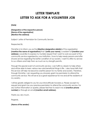 Free Community Service Letters (Completion, Verification)