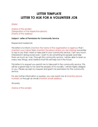 Free Community Service Letters (Completion, Verification)