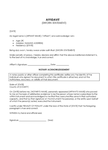 21 Free Affidavit Templates & Forms