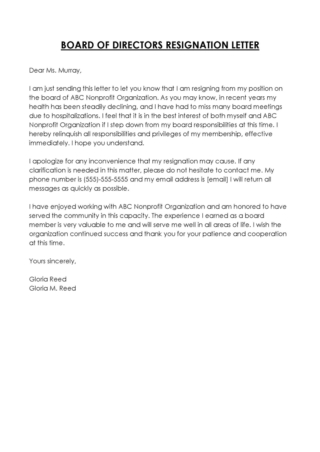 Board Resignation Letter Examples - Free Templates
