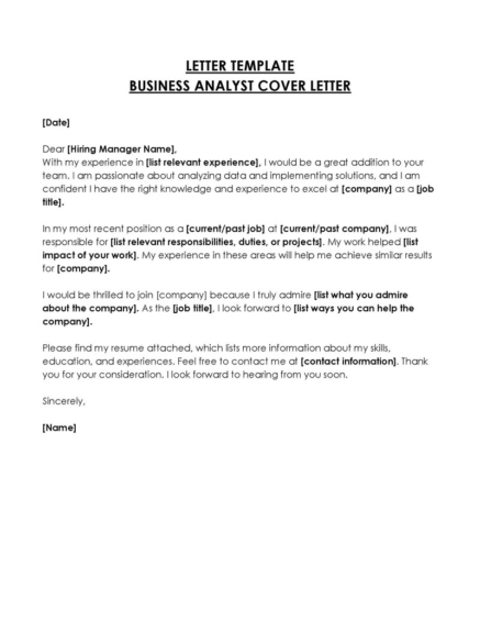 Business Analyst Cover Letter Examples (Free Templates)