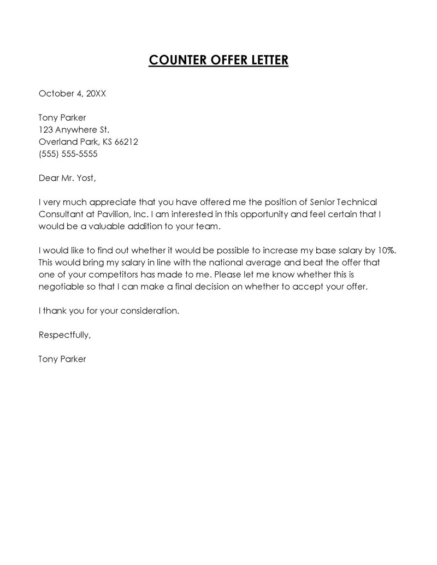 22 Samples of Job Counteroffer Letters (For Salary)