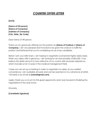 22 Samples of Job Counteroffer Letters (For Salary)