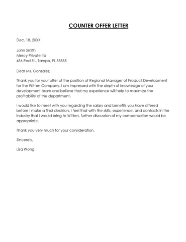 22 Samples of Job Counteroffer Letters (For Salary)