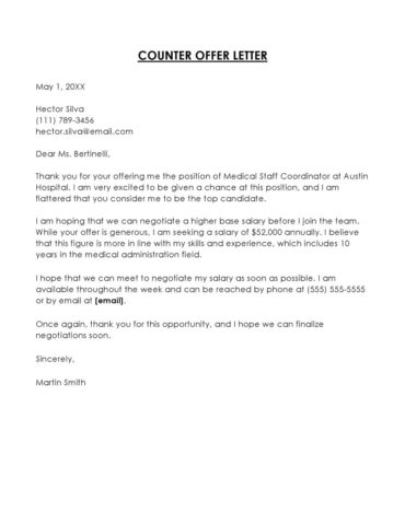 22 Samples of Job Counteroffer Letters (For Salary)