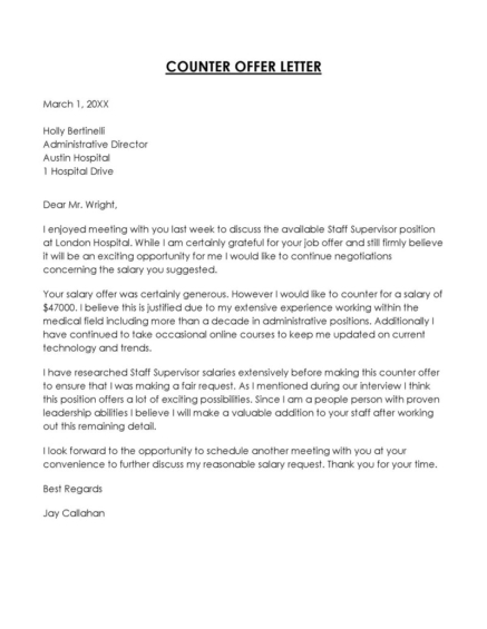 22 Samples of Job Counteroffer Letters (For Salary)
