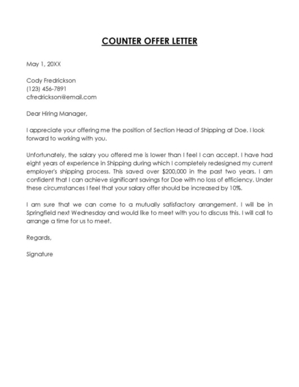 22 Samples of Job Counteroffer Letters (For Salary)