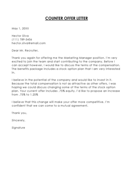 22 Samples of Job Counteroffer Letters (For Salary)