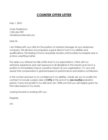 22 Samples of Job Counteroffer Letters (For Salary)