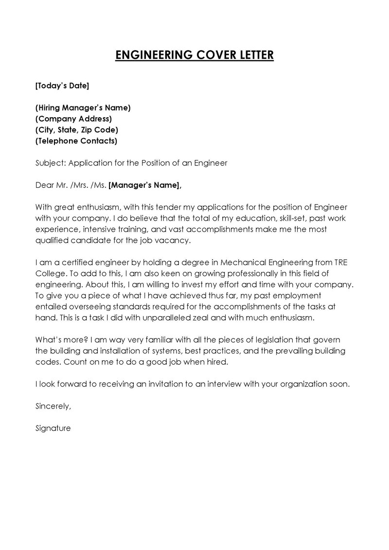 12 Best Engineering Cover Letter (Writing Tips+ Samples) 12 Best Engineering Cover Letter (Writing Tips+ Samples)