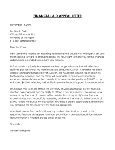 Perfect Financial Aid Appeal Letter Samples (Writing Tips)